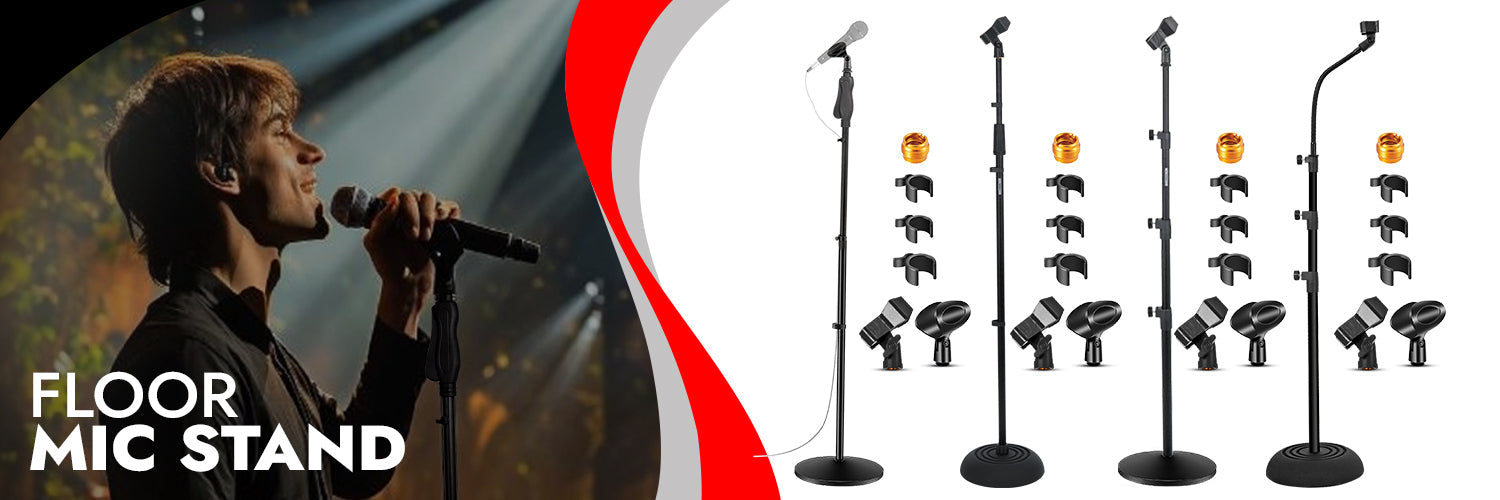 Microphone Stand Floor Tall Boom Mic Stands for Microphones - 5 Core