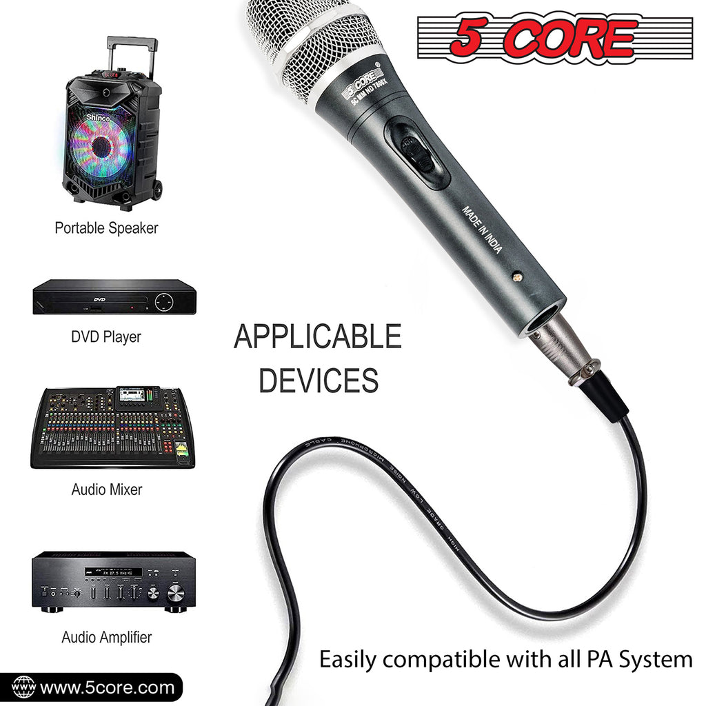 5 Core Handheld Microphone Neodymium Vocal Metal Mic - 5 Core