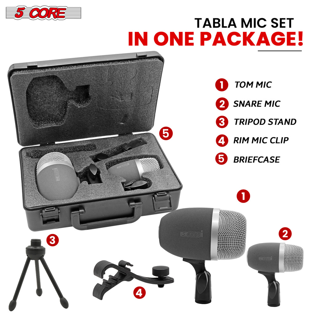 Professional Tabla Mic Set for Bayan Dayan- 5 Core
