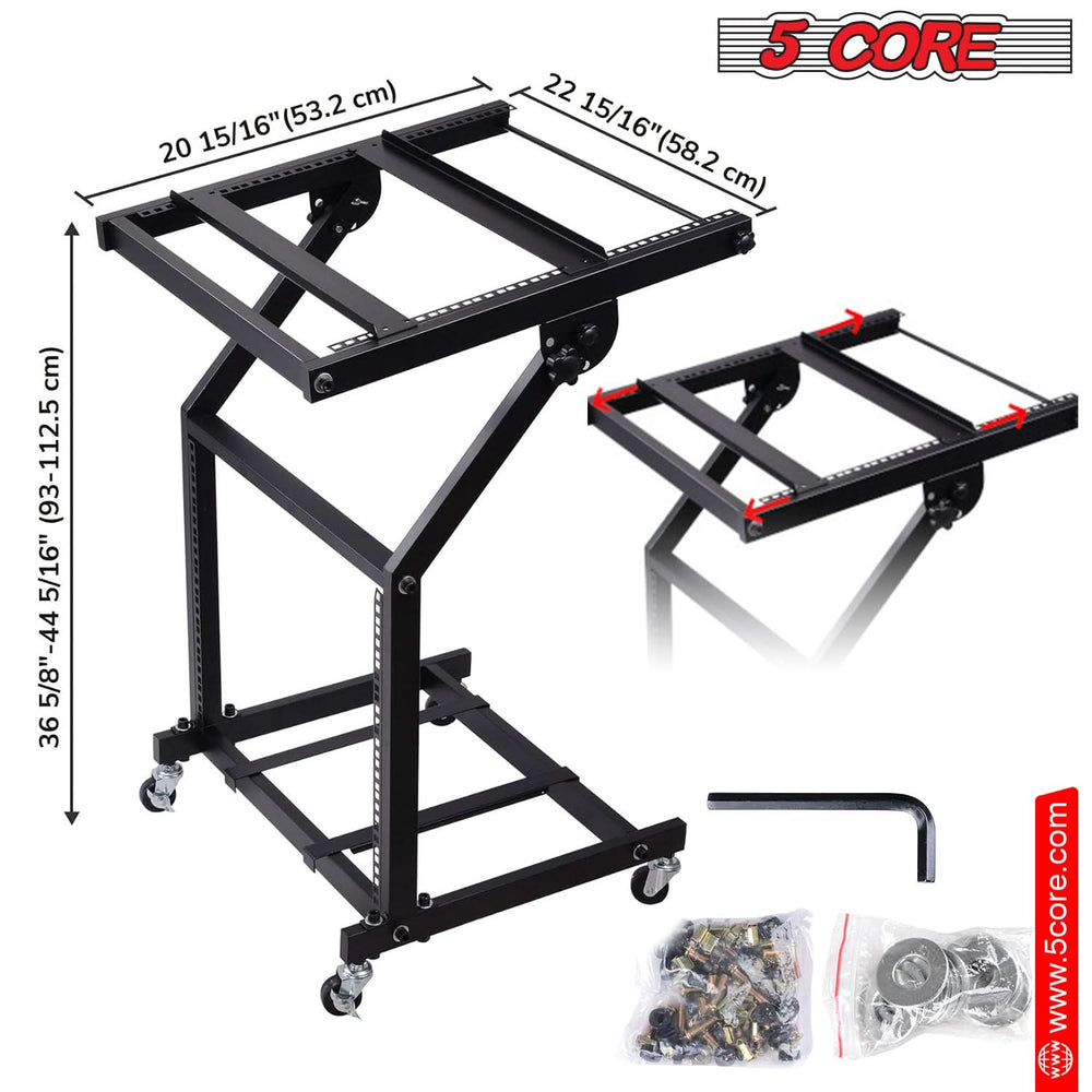 5 Core 9U DJ Mixer Stand Adjustable Rack Mount Cart - 5 Core
