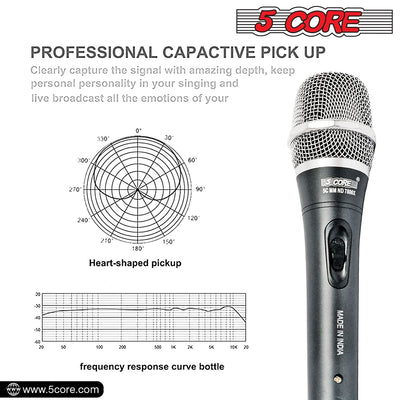 5 Core Handheld Microphone Neodymium Vocal Metal Mic - 5 Core