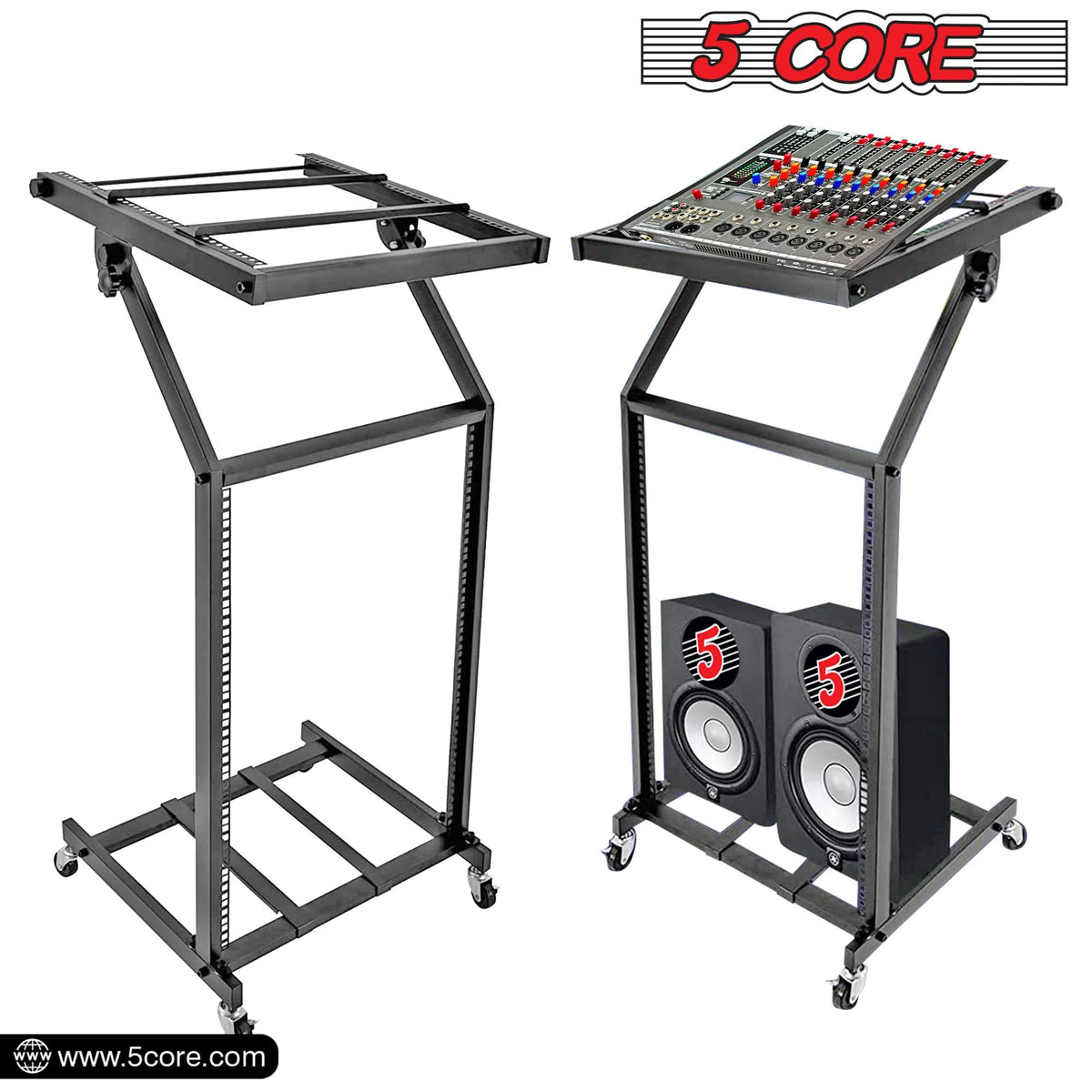 5 Core 16U DJ Mixer Stand Adjustable Rack Mount Cart - 5 Core