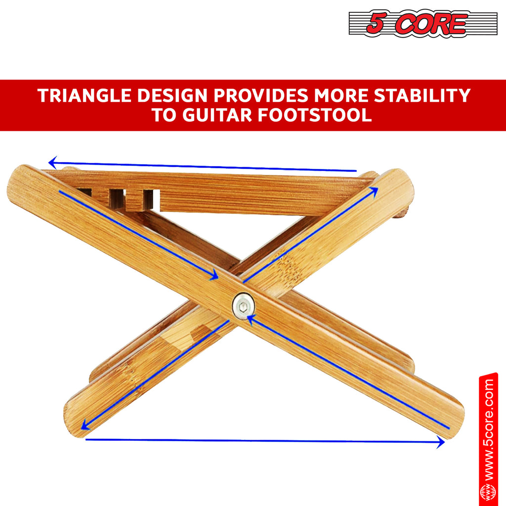 5 Core Guitar Foot Stool Wooden 3 Level Adjustable