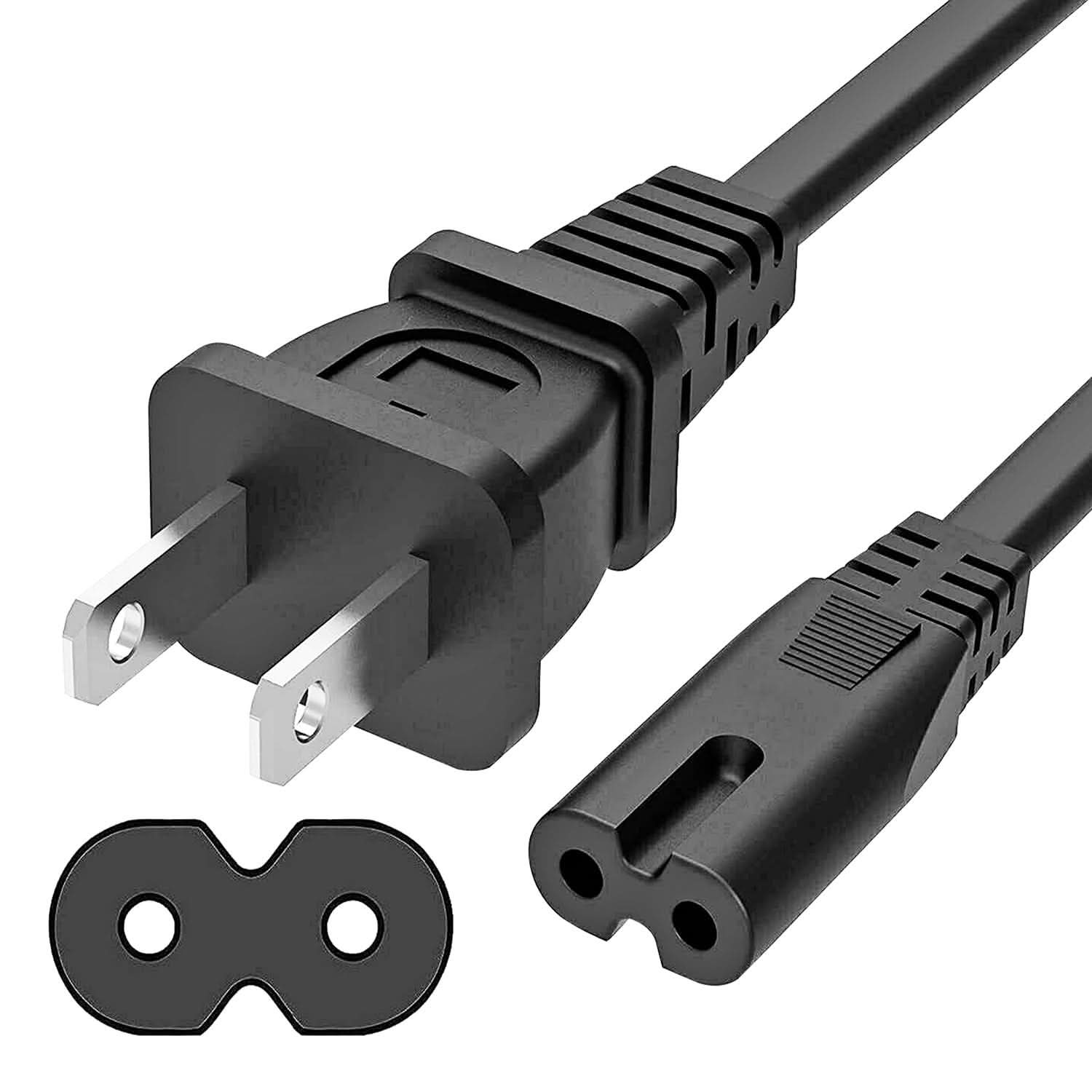 5 Core AC Power Cord 12 Ft 2 Prong Extension Adapter