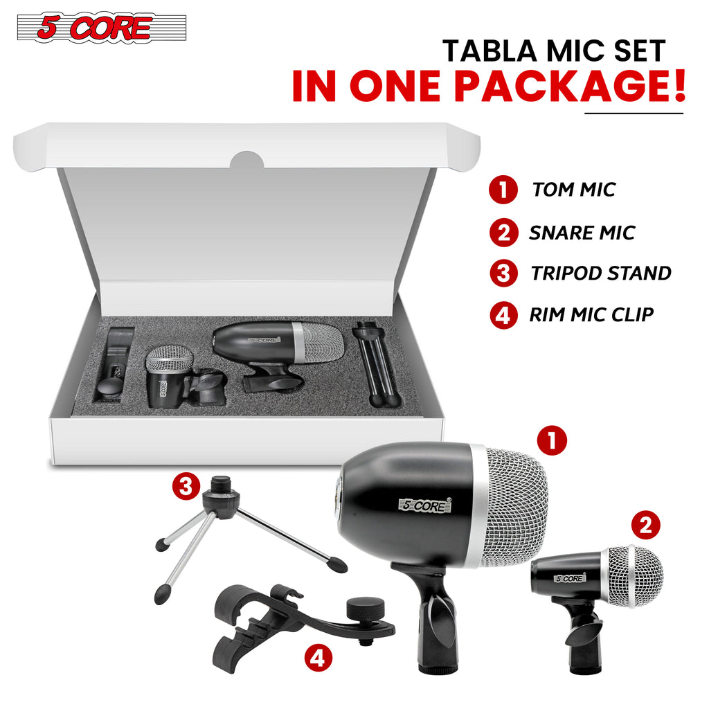 Professional Tabla Mic Set for Bayan Dayan- 5 Core